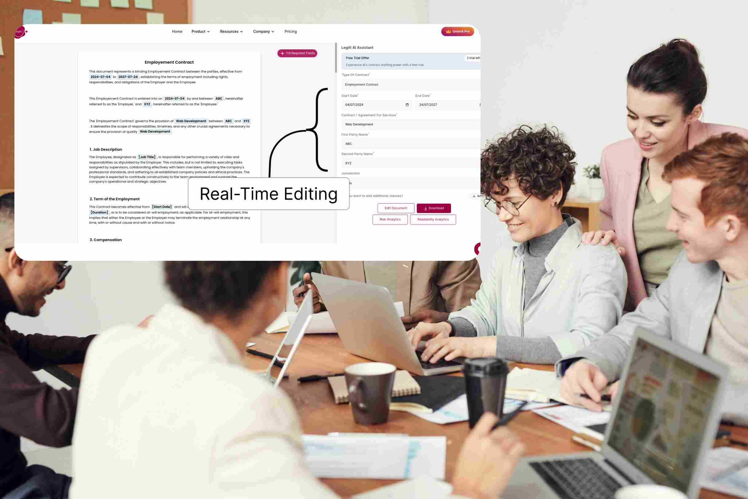Free AI Contract Generator Online for Business | Legitt AI